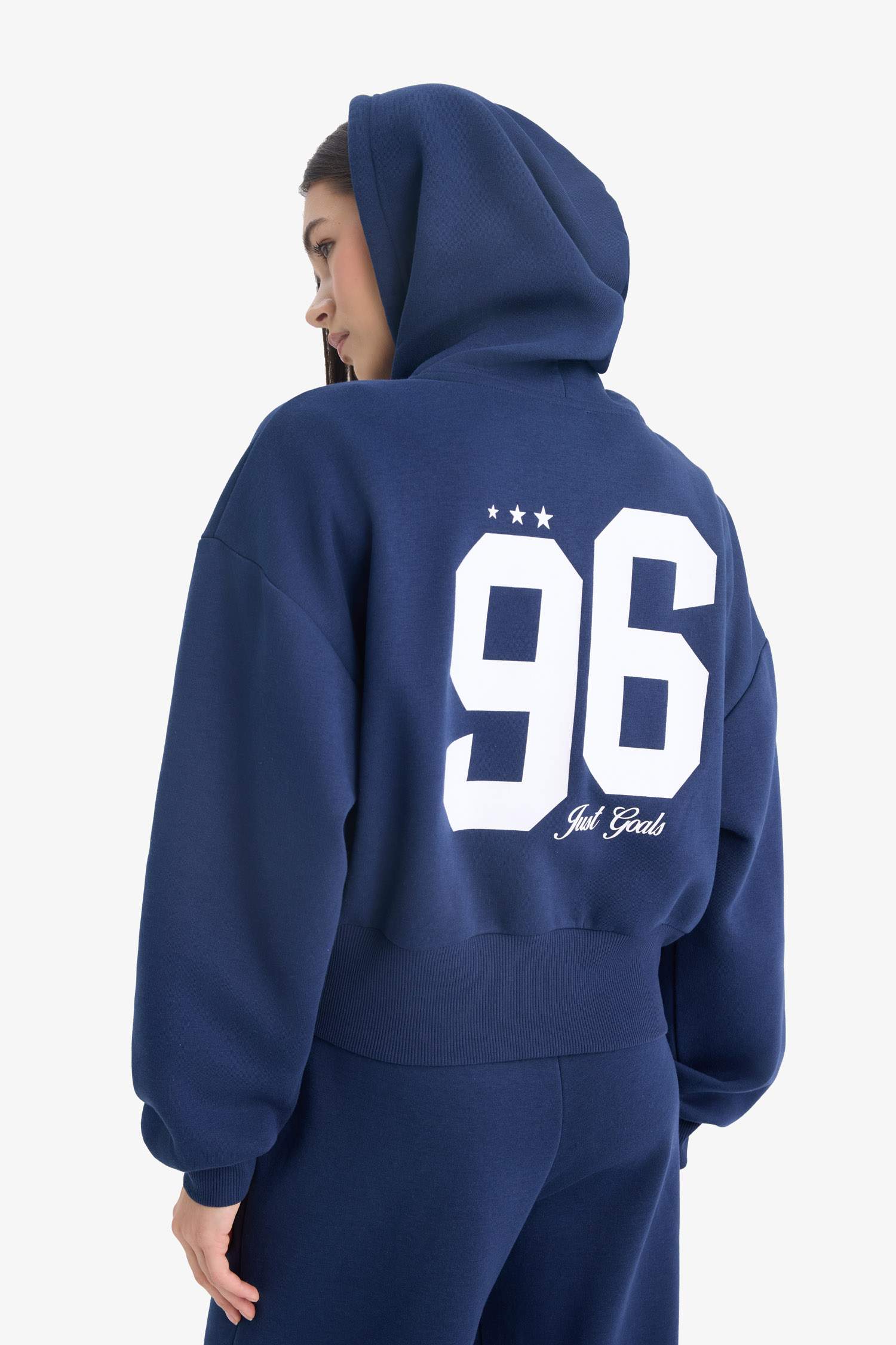 Oversized hooded sweatshirt with a printed pattern made of thick fabri ...